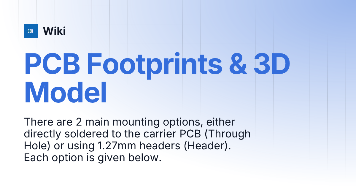 PCB Footprints & 3D Model | Wiki